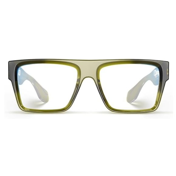 Visoone | Accessories | Chunky Square Blue Light Blocking Glasses Olive ...